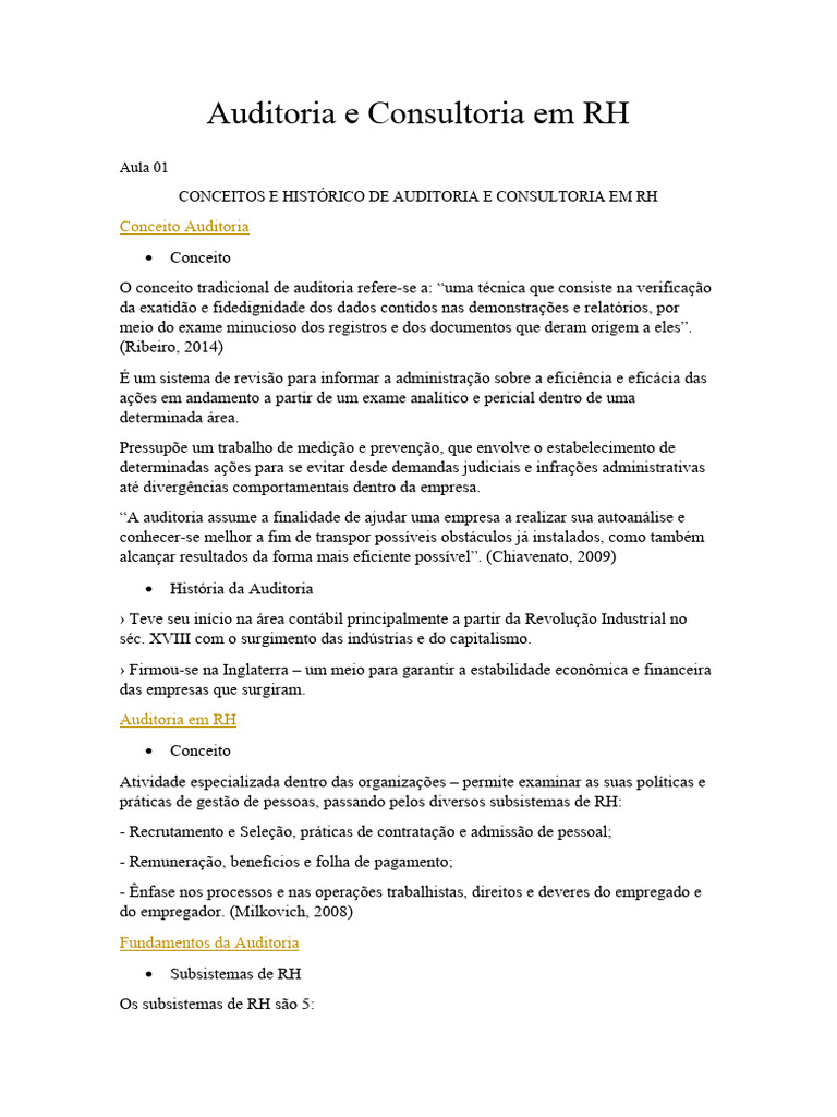 Auditoria e Consultoria em RH | PDF