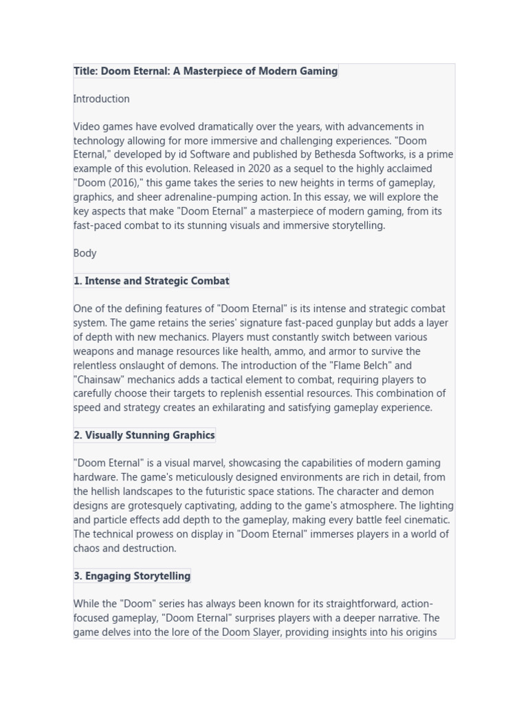 Essay of A Videogame | PDF