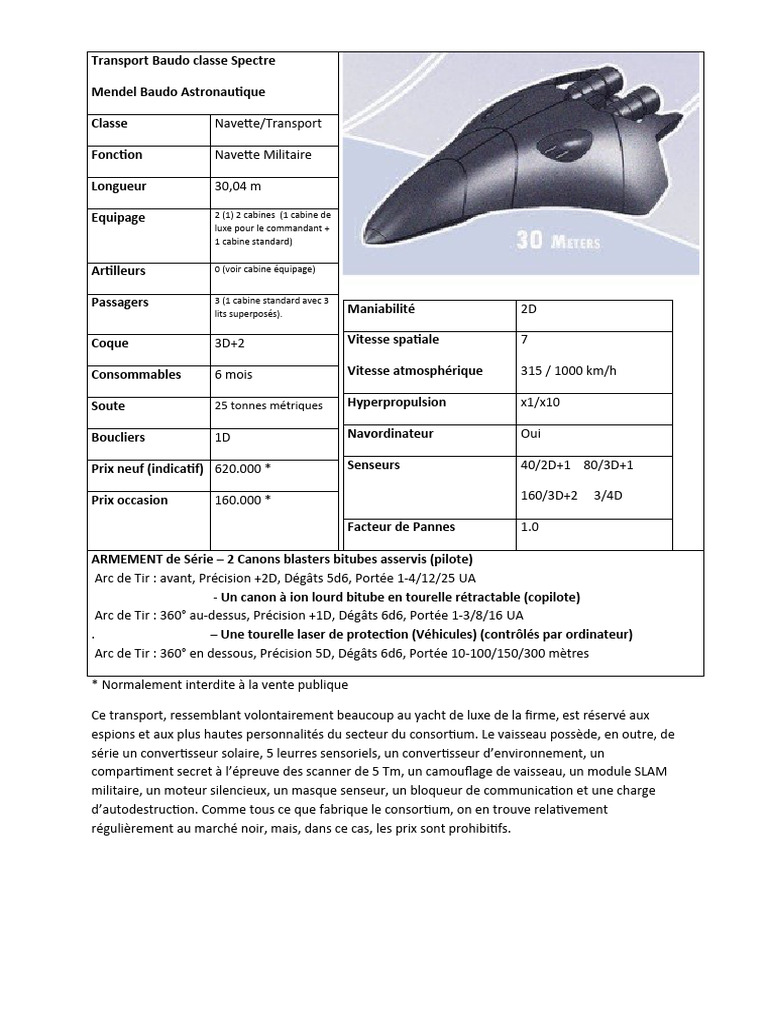 Transport baudo classe Spectre | PDF