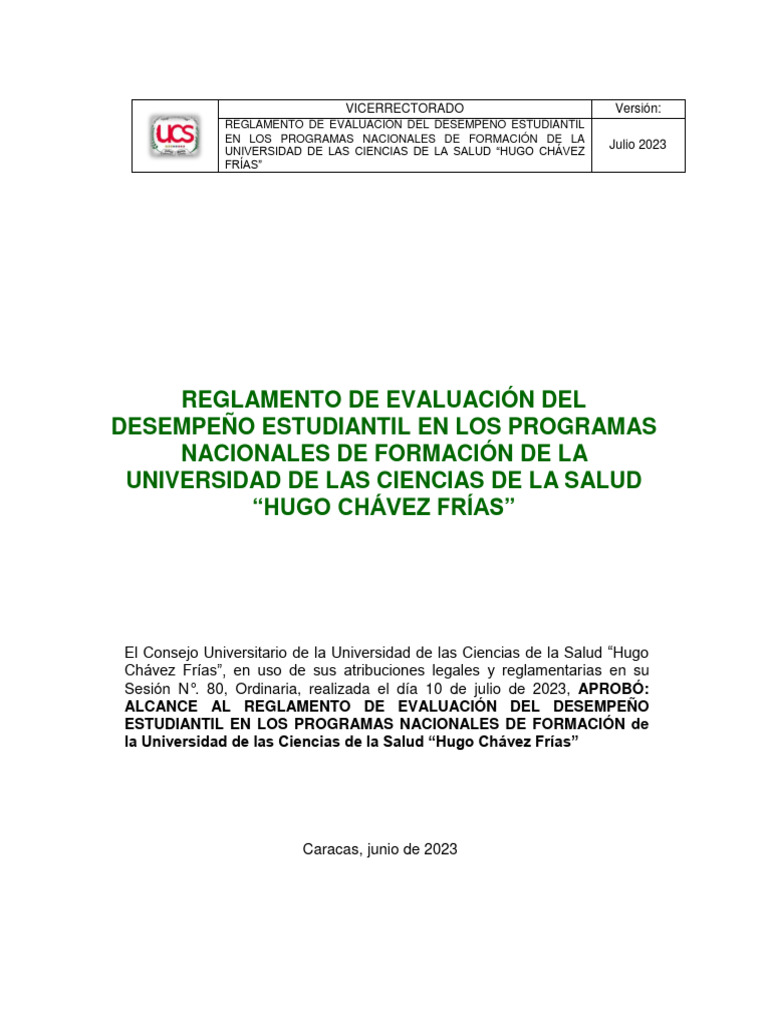 Reglamento de Evaluacion 2 para Cu 80 | PDF