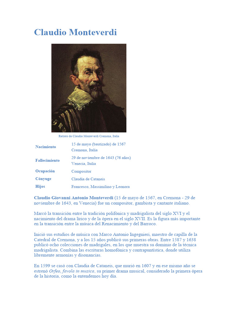 Claudio Monteverdi | PDF