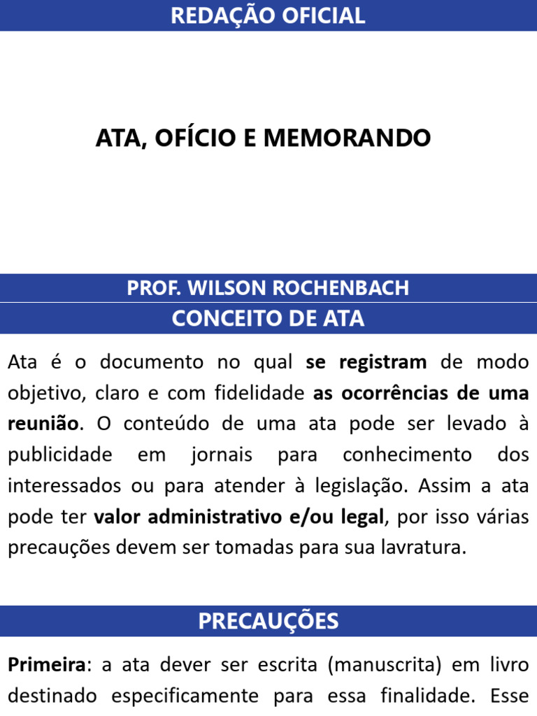 Ata, Ofício, Memorando e Email | PDF