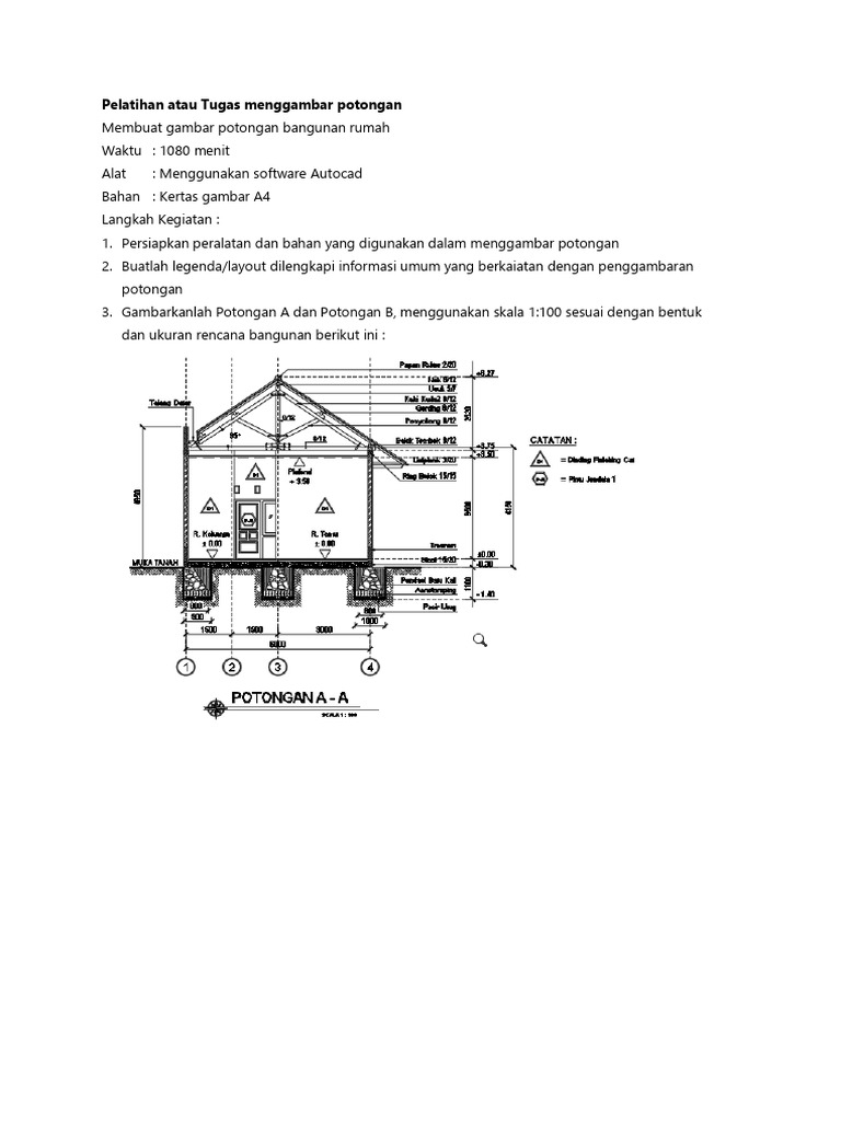 Pelatihan Atau Tugas Menggambar Potongan | PDF