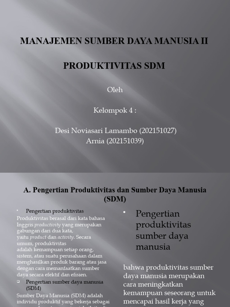 Produktivitas SDM II | PDF