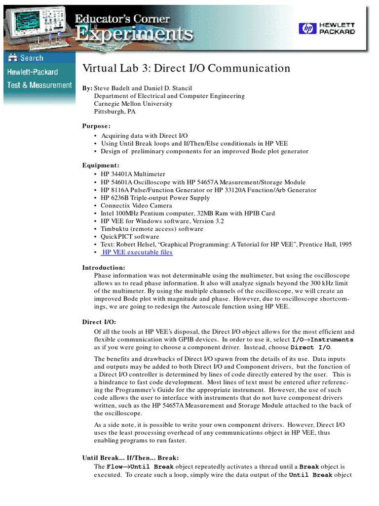 Virtual Lab 3 - Direct IO Communication | PDF | Hewlett Packard | Input ...