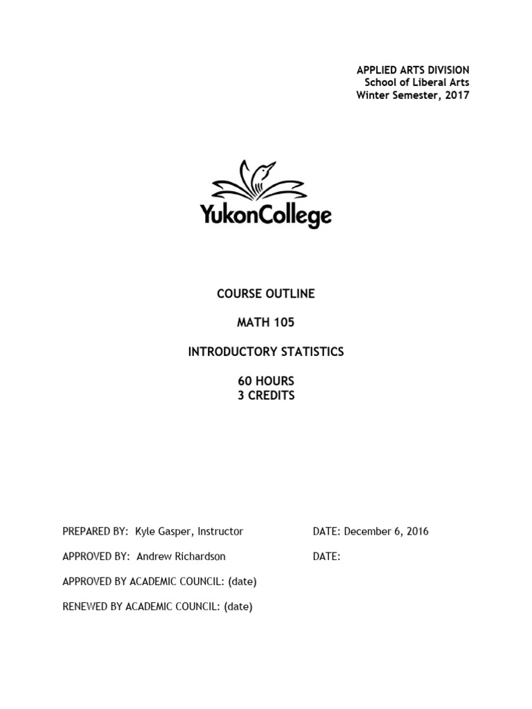 W17 Math 105 Kyle Gasper Course Outline | PDF