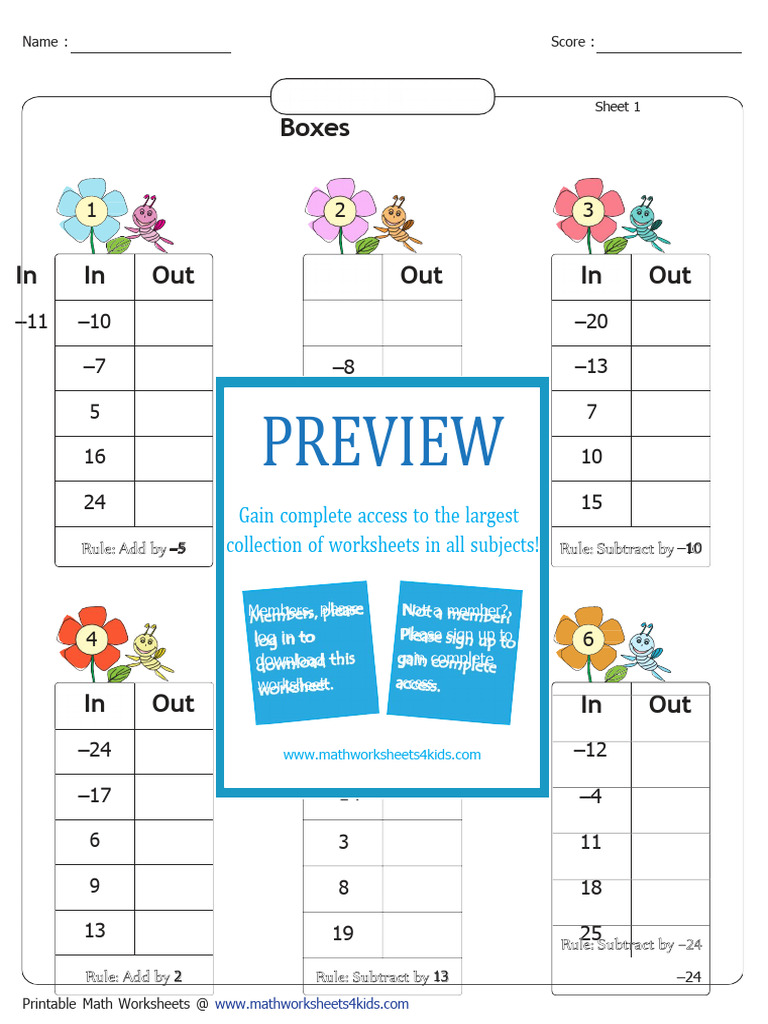 In-and-Out Boxes Math Worksheet | PDF