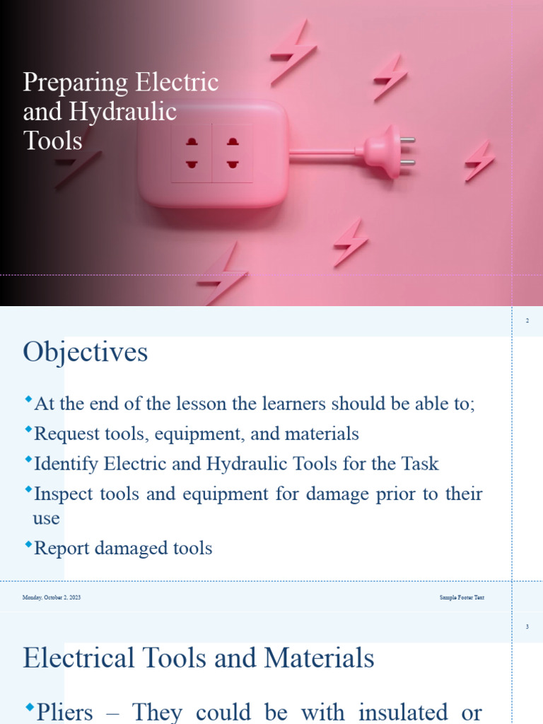 Preparing Electric and Hydraulic Tools | PDF