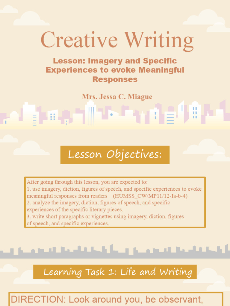 Lesson 1 Part 1 Sensory Experience in Creative Writing | PDF