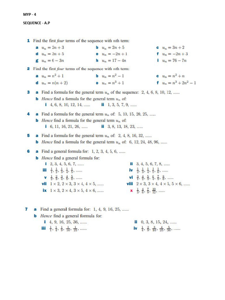 Arithmetic Sequence MYP 4 | PDF