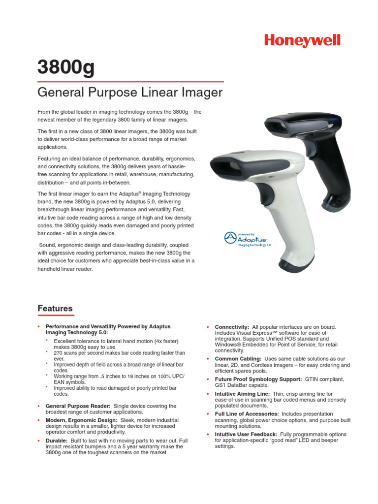 General Purpose Linear Imager: Features | PDF