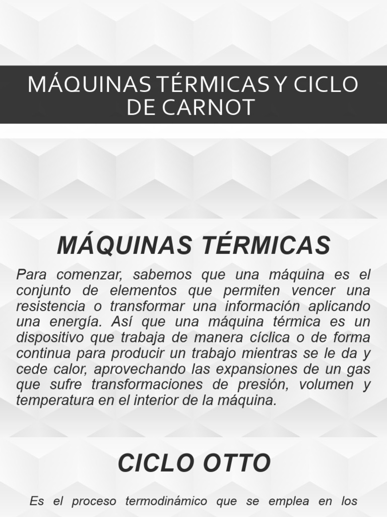 Máquinas Térmicas y Ciclo de Carnot | PDF