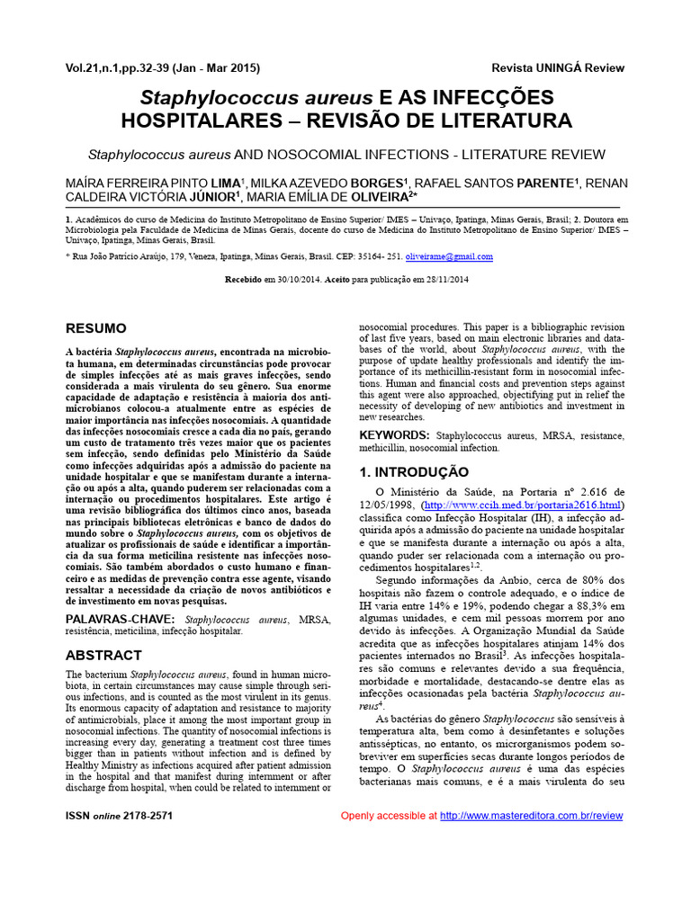 Descolonização de Staphylococcus aureus | PDF