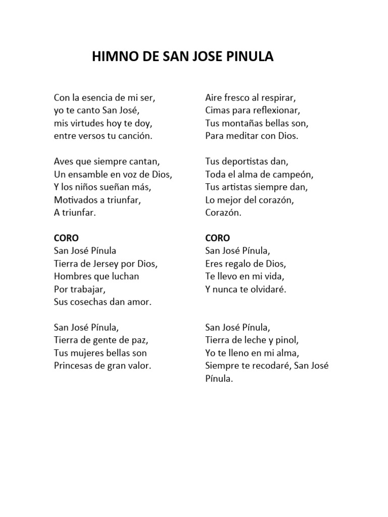 Himno de San Jose Pinula | PDF