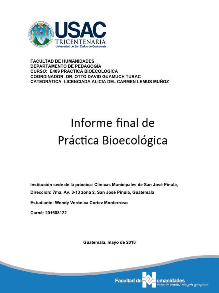 Informe Práctica Bioecológica E409 | PDF