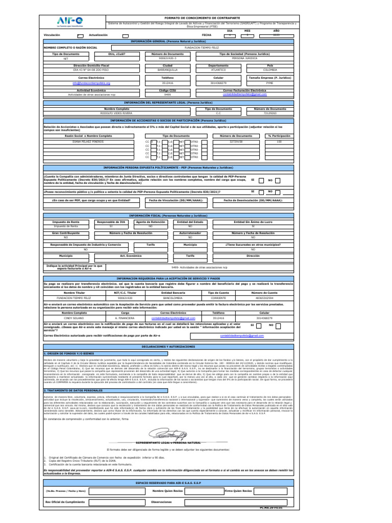 Anexo 6. Formato Unico de Conocimiento Del Tercero | PDF Anexo 6. Formato Unico de Conocimiento Del Tercero | PDF