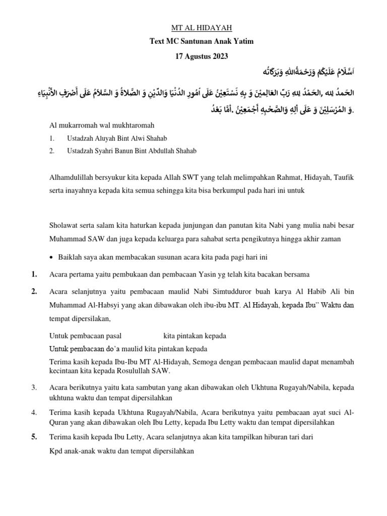 Text MC 17 Agustus 2023 Fix | PDF