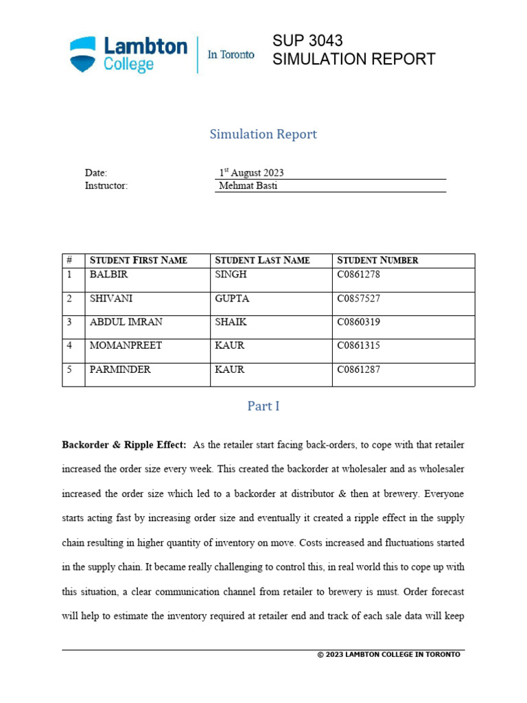 SUP 3043 Simulation Report BREWERY | PDF | Forecasting | Inventory