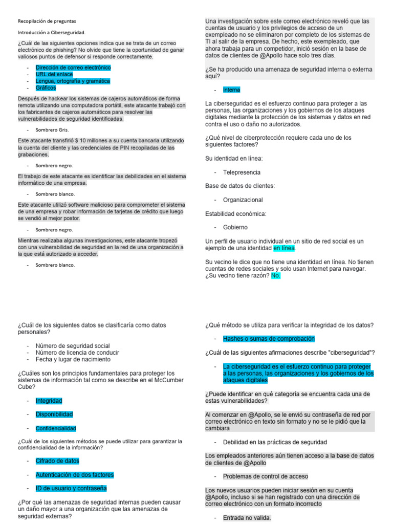 Recopilación de Preguntas | PDF