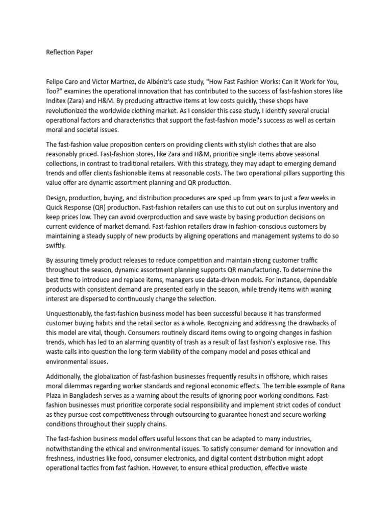 Reflection Paper - Case Study - 3 | PDF