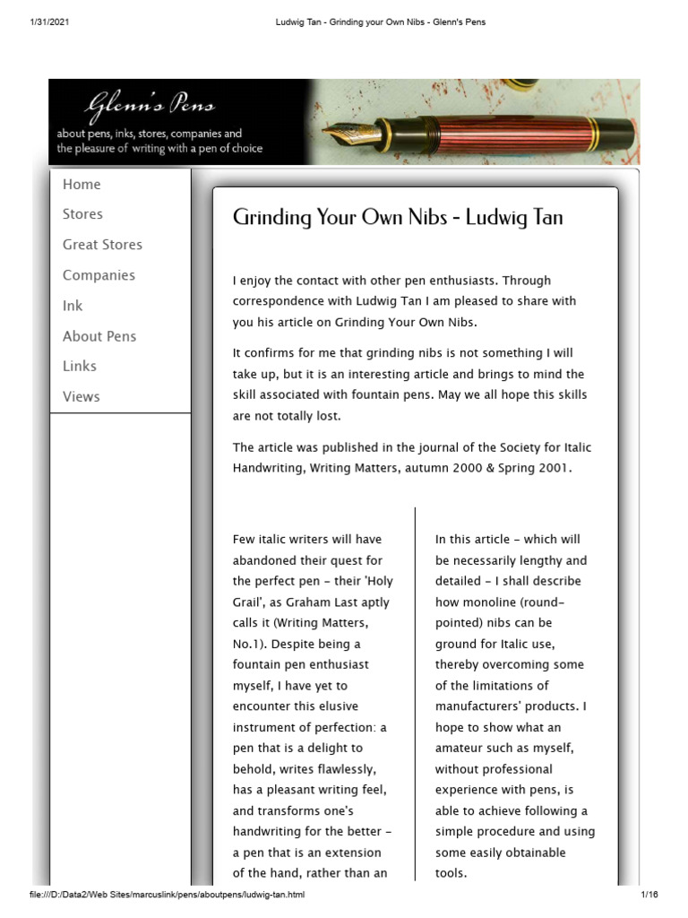 Grinding Nibs: A Guide by Ludwig Tan | PDF | Printing | Tools