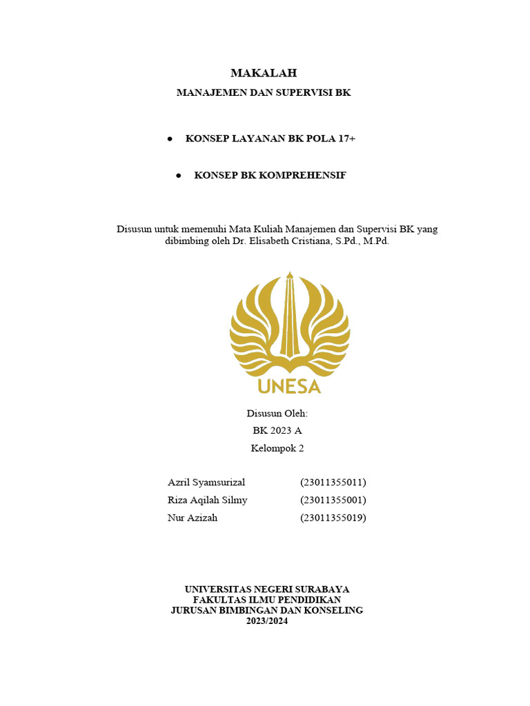 BK Pola 17+ Dan BK Komprehensif | PDF