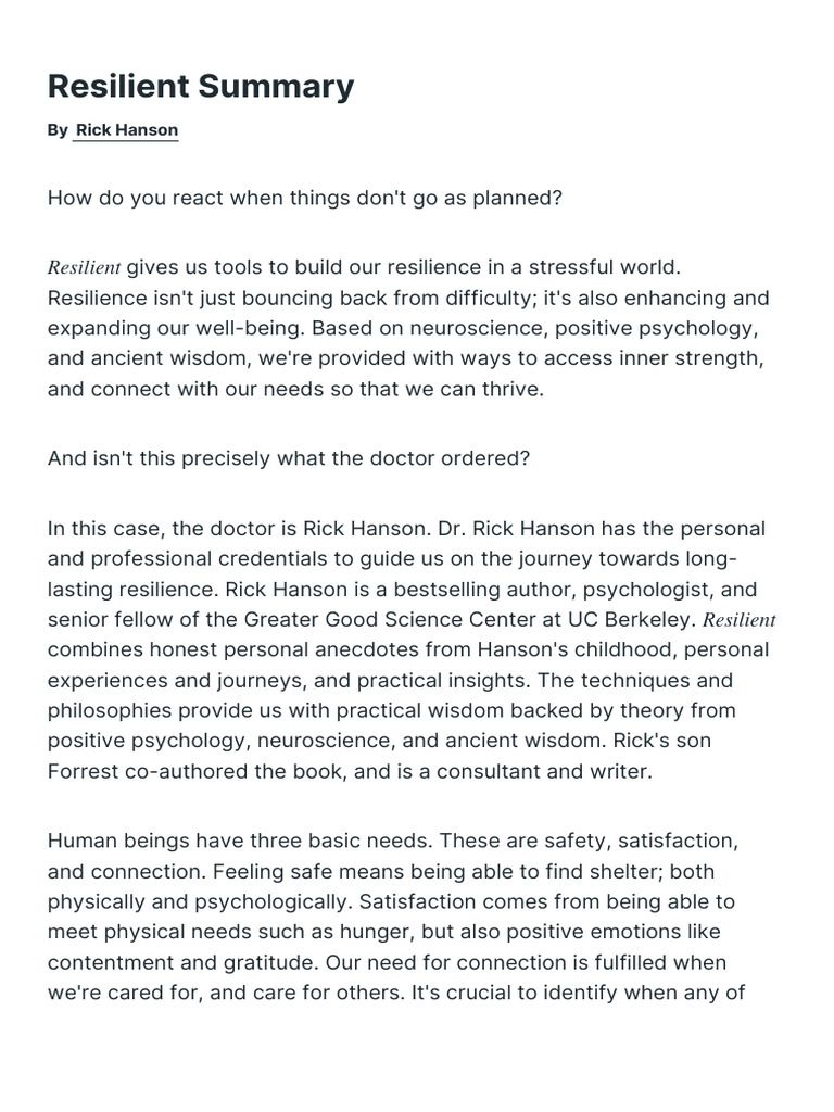 Resilient | PDF | Psychological Resilience | Compassion