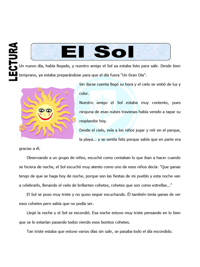 Ficha de El Sol para Primaria | PDF