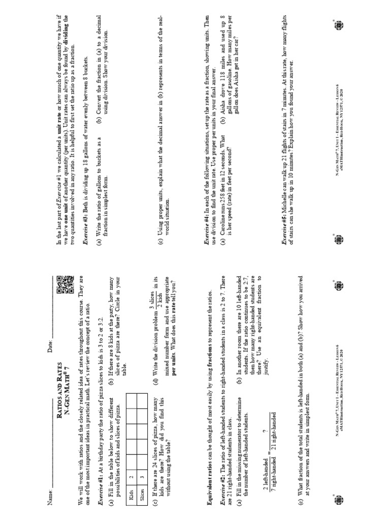 Microsoft Word - N-Gen Math 7.unit 1.lesson 6.ratios and Rates | PDF ...