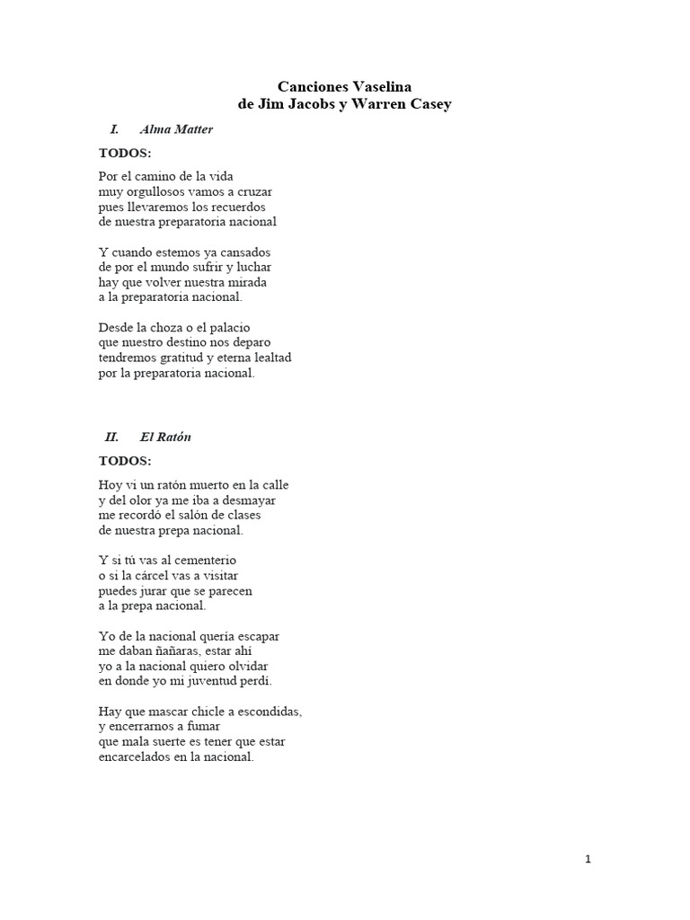 Canciones Vaselina | PDF