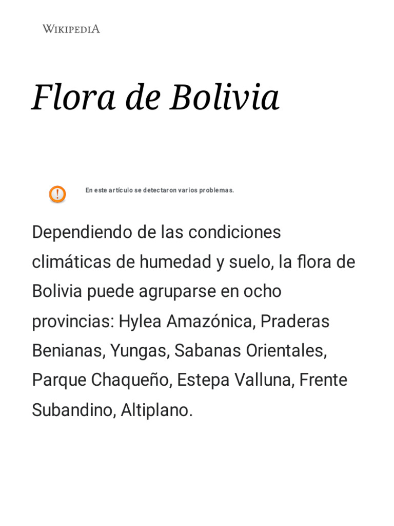 Flora de Bolivia - Wikipedia, La Enciclopedia Libre | PDF | Arboles ...