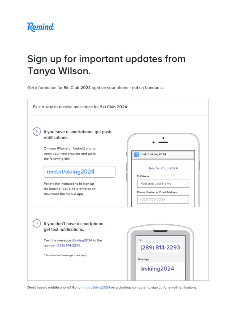 Ski Club 2024 Remind | PDF