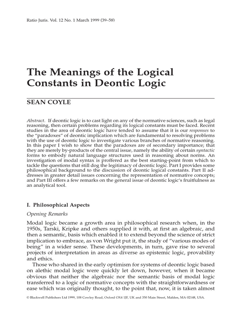 Constantes Logicas Deonticas | PDF | Modal Logic | Logic Constantes Logicas Deonticas | PDF | Modal Logic | Logic