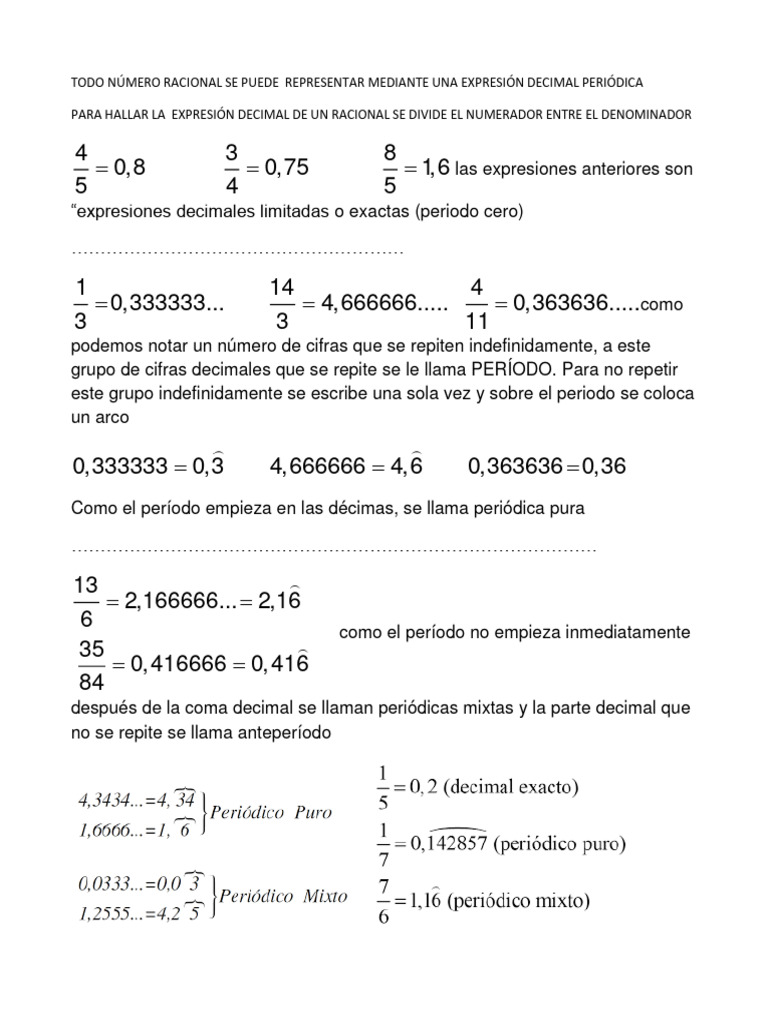 Expresión Decimal-Fracción Generatriz | PDF