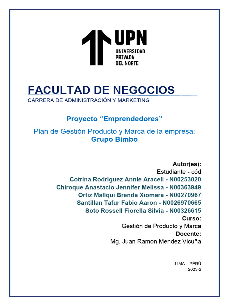 PROYECTO - ENTREGABLE 2 - Gest. Producto y Marca - Grupo 4 | PDF | Negocios