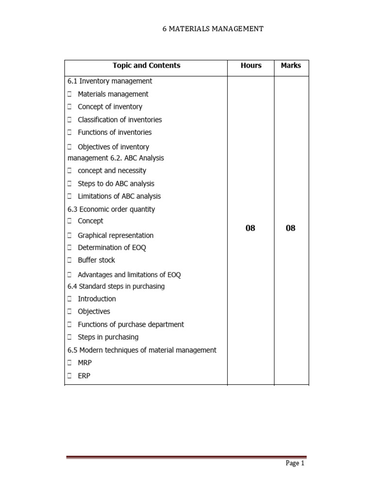 6 Materials Management | PDF