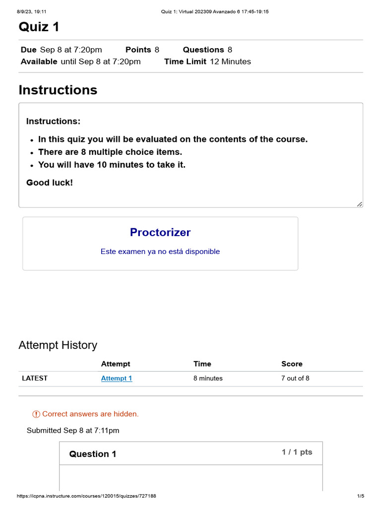 Quiz 1 - SETIEMBRE | PDF