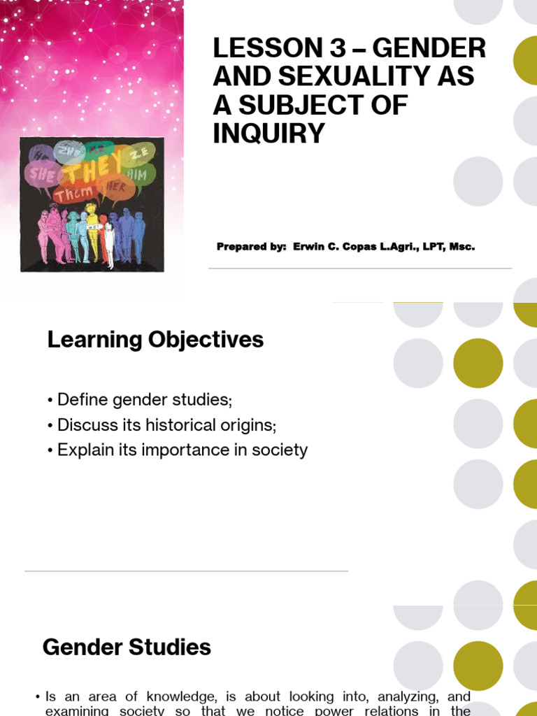 Lesson 3 Gender and Sexuality As A Subject of Inquiry | PDF