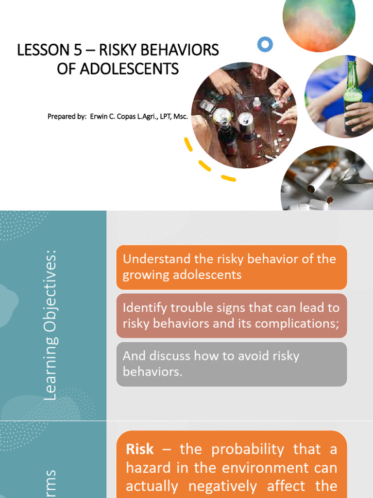 Lesson 5 Risky Behaviors of Adolescents | PDF | Adolescence | Mdma