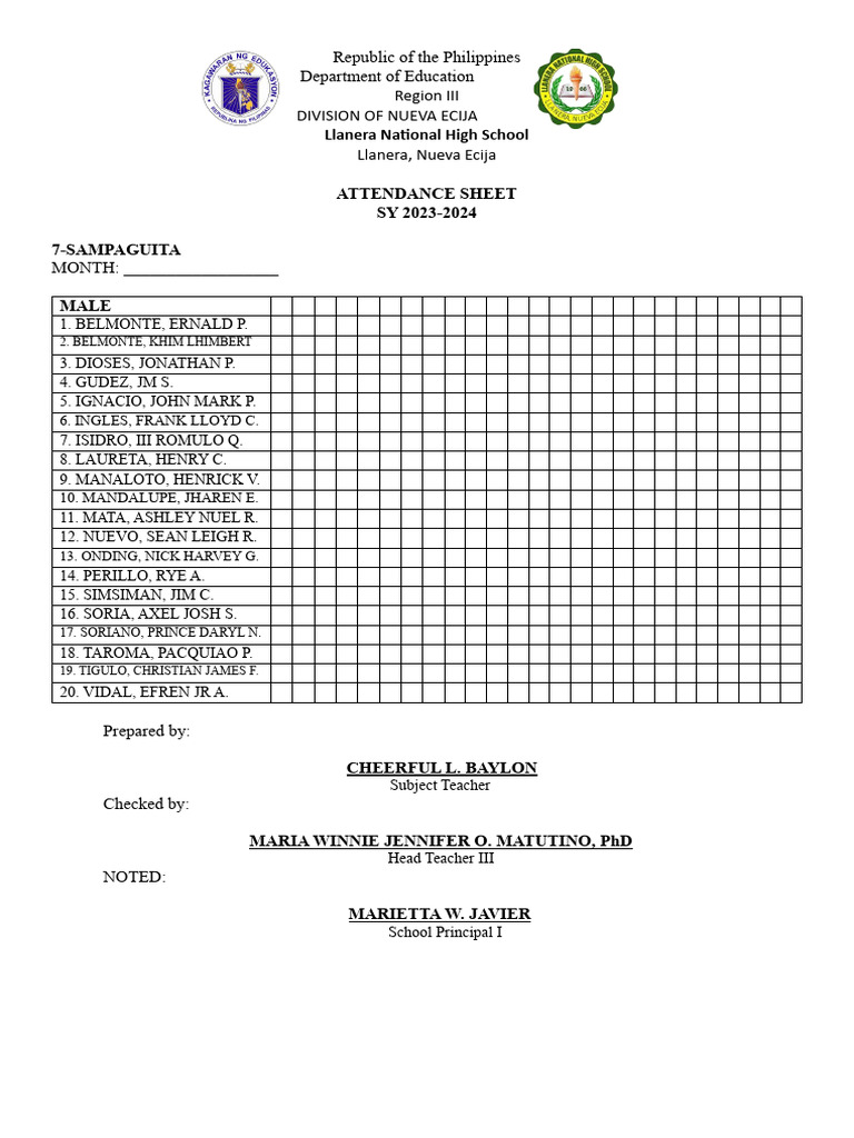 Attendance Sheets - Grading Sheets | PDF