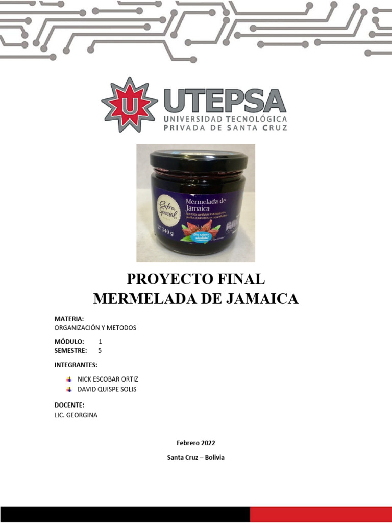 Proyecto Final - Mermelada de Jamaica | PDF