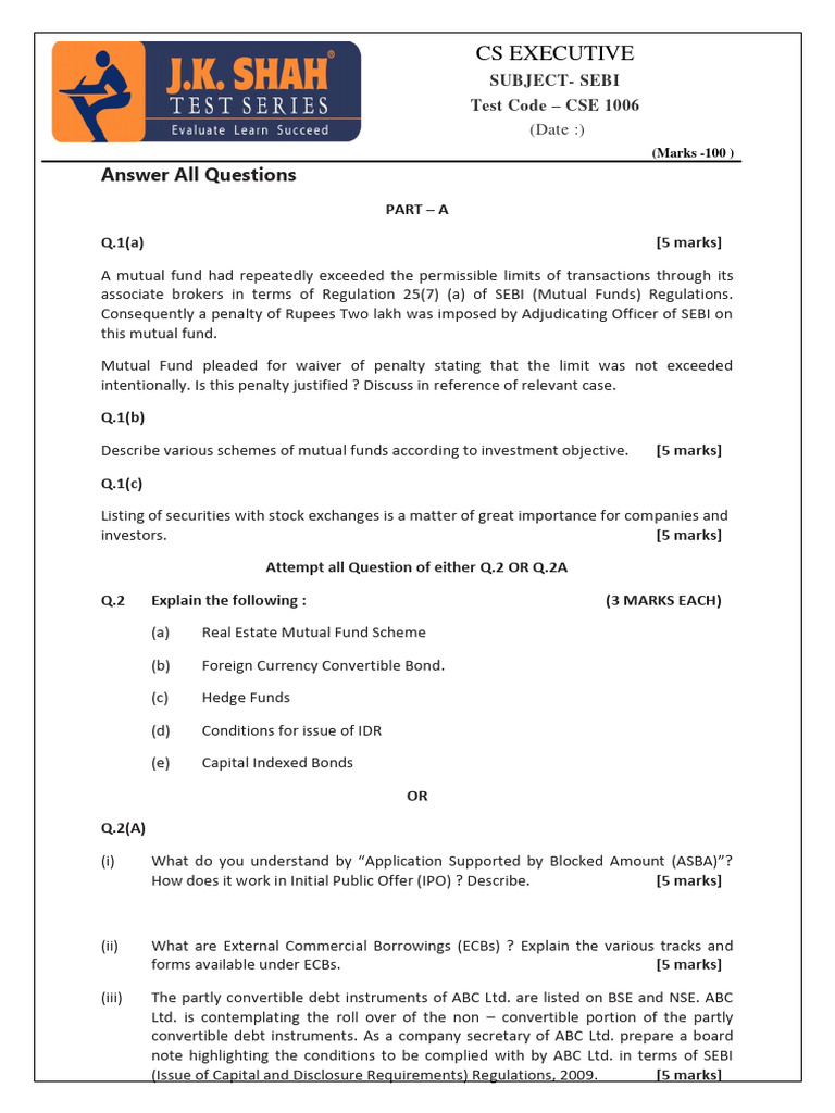 Cse - 1006 - Sebi - Question Paper | PDF