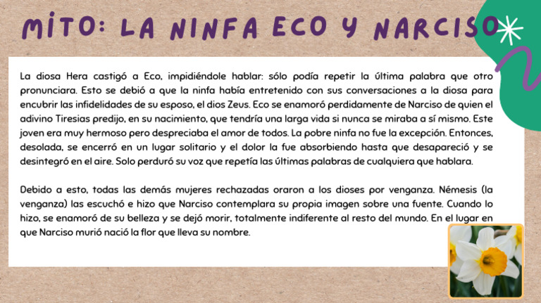 El Mito de La Ninfa Eco y Narciso | PDF