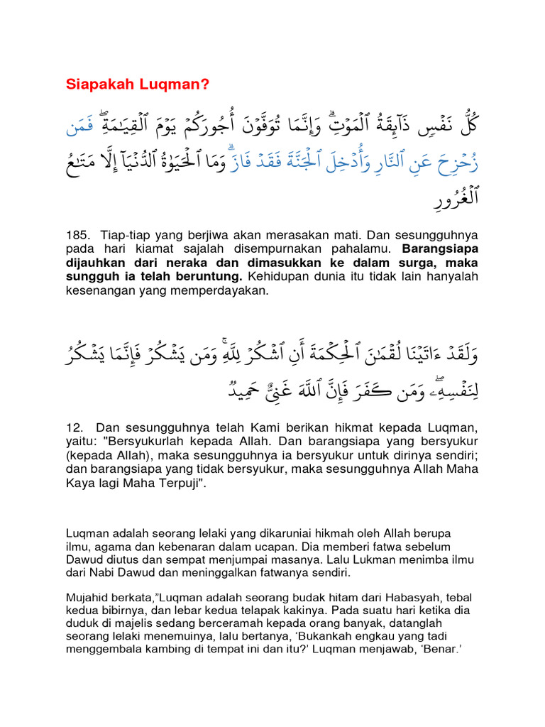 Siapakah Luqman | PDF