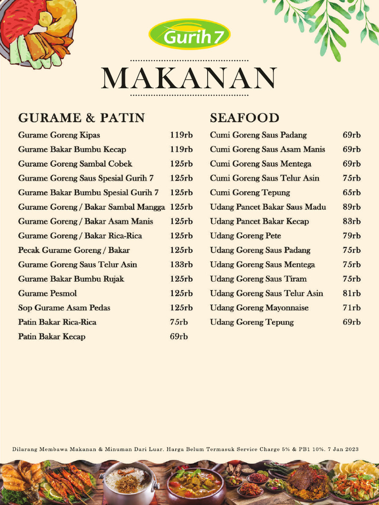 Daftar Menu Gurih 7 (Jan 2023) - Compressed | PDF