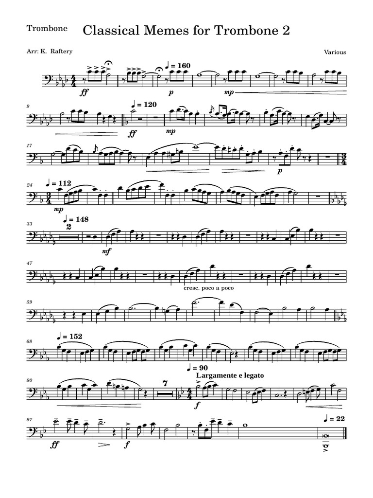 Classical Memes For Trombone Two - Trombone Part | PDF