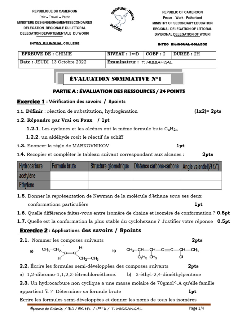 Évaluation Sommative N°1 | PDF