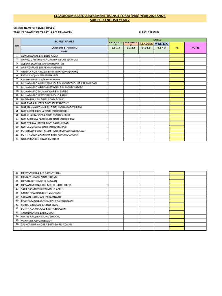 PBD TRANSIT FORM ENG Y2 (Version 2) | PDF