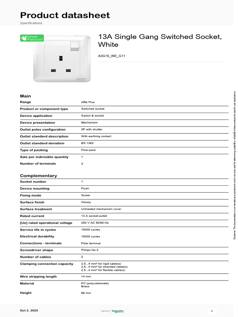Affle A3G15 WE G11 | PDF | Electrical Connector | Ac Power Plugs And Sockets