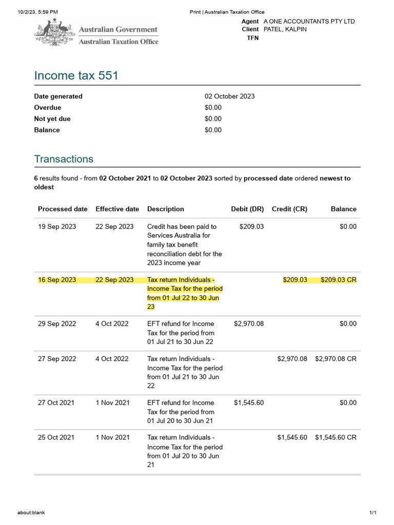 Income Tax 551 Statement Overview | PDF | Taxes | Government